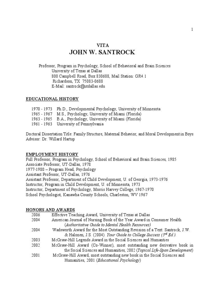 John Santrock CV PDF | PDF