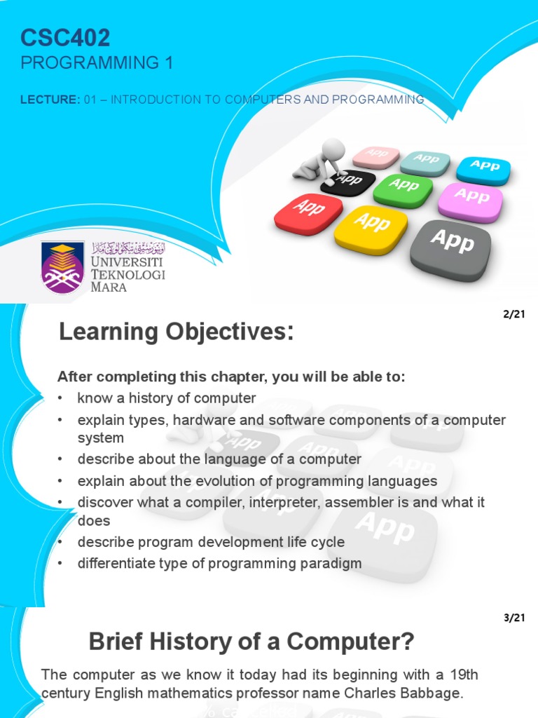 Topic 1 - Introduction To Computers and Programming PDF | PDF ...