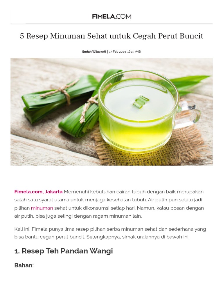5 Resep Minuman Sehat Untuk Cegah Perut Buncit PDF | PDF