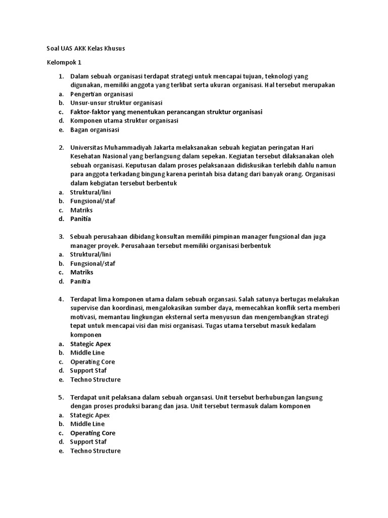 Kelompok 1 Soal UAS AKK Kelas Khusus | PDF | Karier & Perkembangan