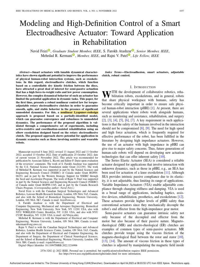 Modeling and High-Definition Control of A Smart Electroadhesive ...