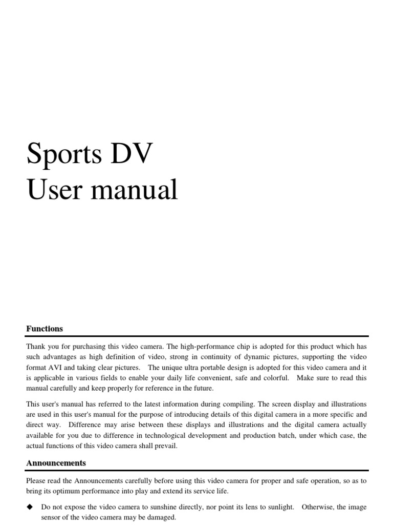 Manual Camara Sports DV | PDF