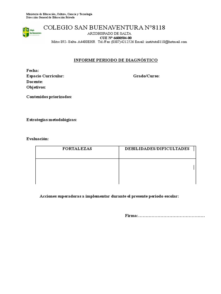 Formato de Informe Diagnóstico | PDF