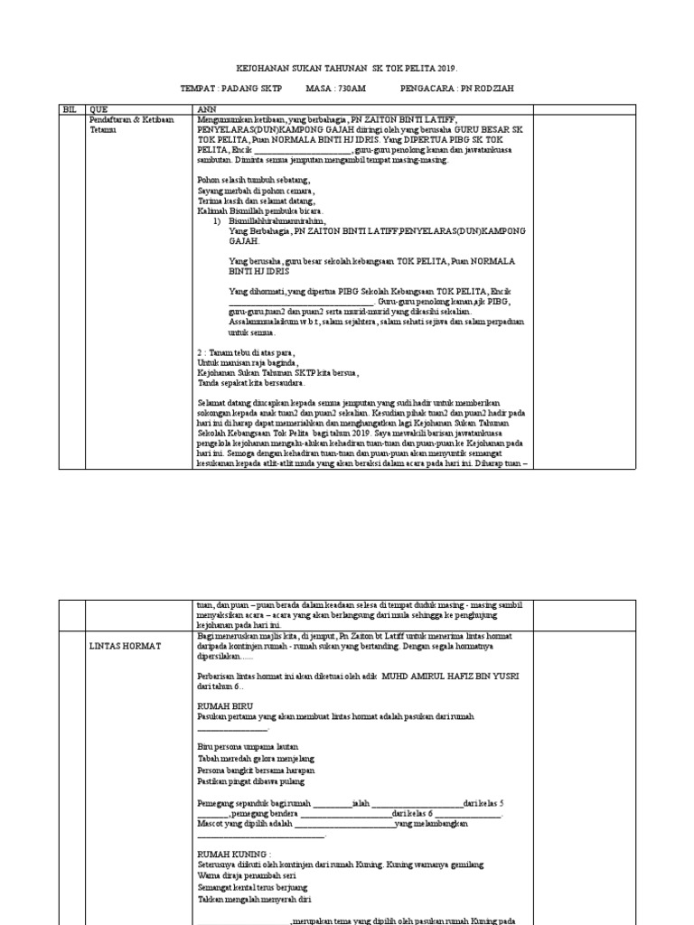 Kejohanan Sukan Sk Tok Pelita 2019 Pdf