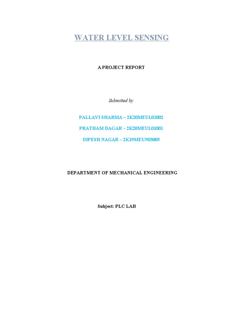 Water Level Sensing Plc Project Pdf