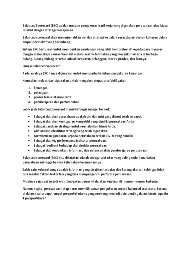 Balanced Scorecard | PDF