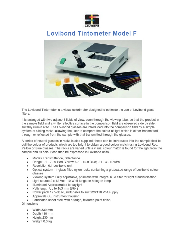 Lovibond Tintometer Model F PDF | PDF