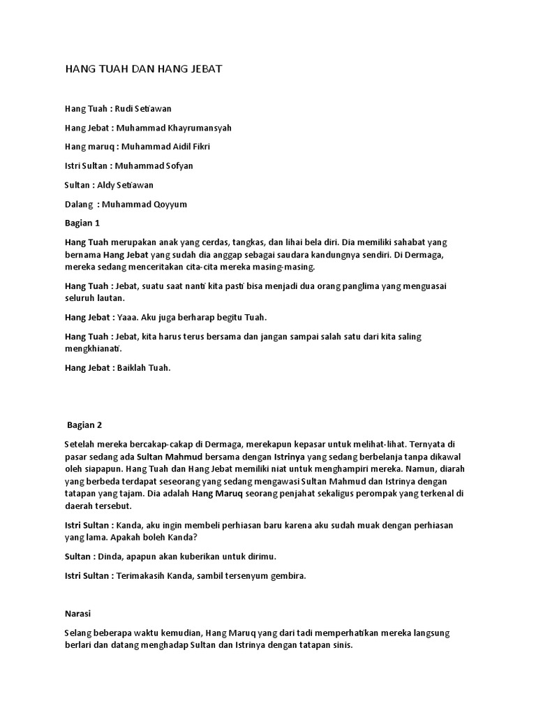 HANG TUAH DAN HANG JEBAT - Docx4 | PDF