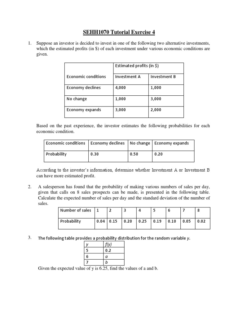 SEHH1070 Tutorial Exercise 4 PDF | PDF
