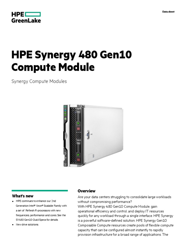 HPE Synergy 480 Gen10 Compute Module-PSN1010025863USEN PDF | PDF ...