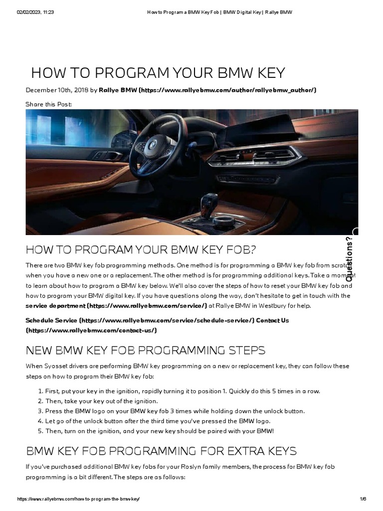 How To Program A BMW Key Fob - BMW Digital Key - Rallye BMW PDF | PDF ...