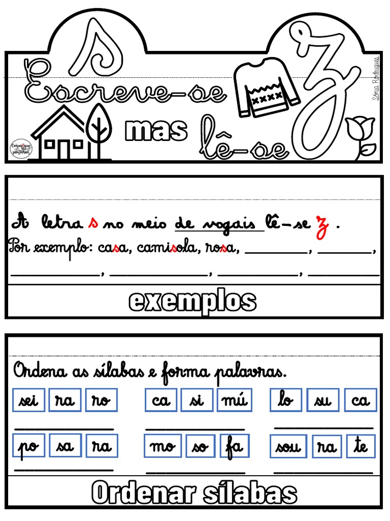 Caso de Leitura - Flipbook Da Letra S (Z e SS) PDF | PDF