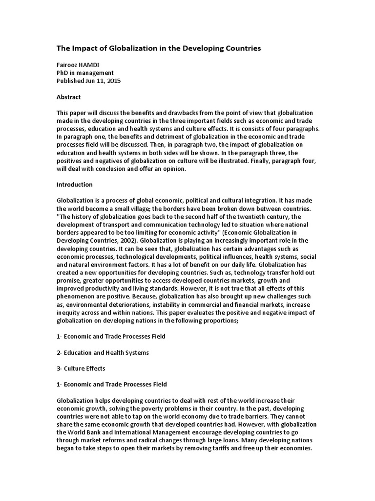 The Impact of Globalization PDF | PDF | Globalization | Poverty