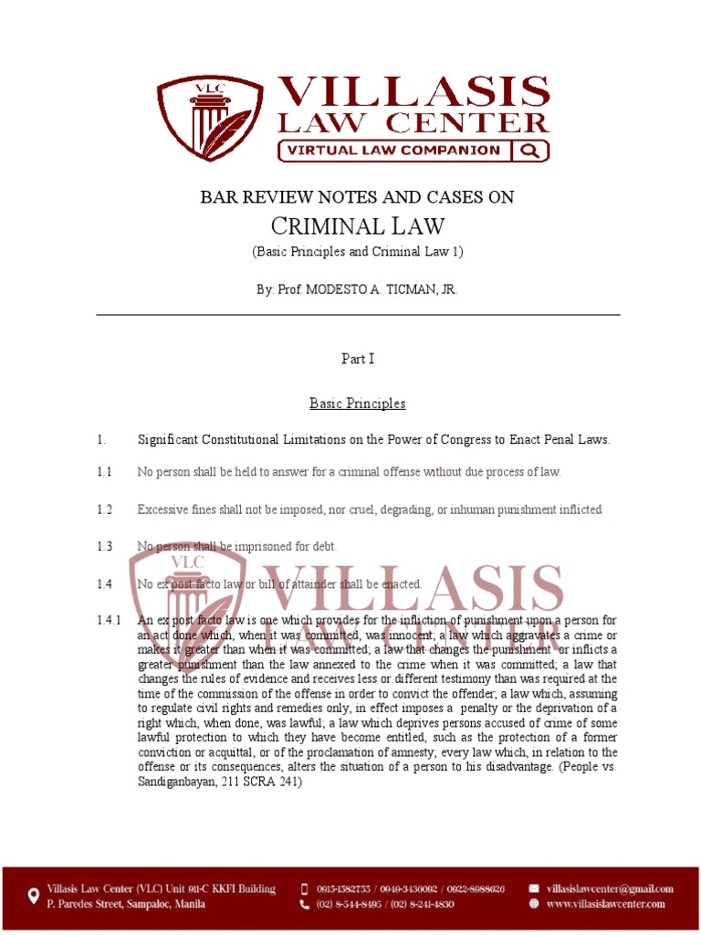 VLC-PBR2022-BNB-CRIMINAL-LAW-Criminal-Law-I-Prof. Modesto A. Ticman, Jr ...
