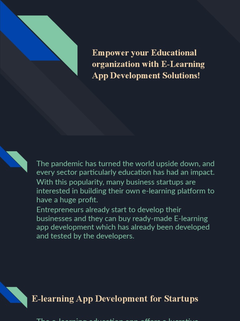 Empower your Educational organization with E-Learning App Development Solutions! | PDF
