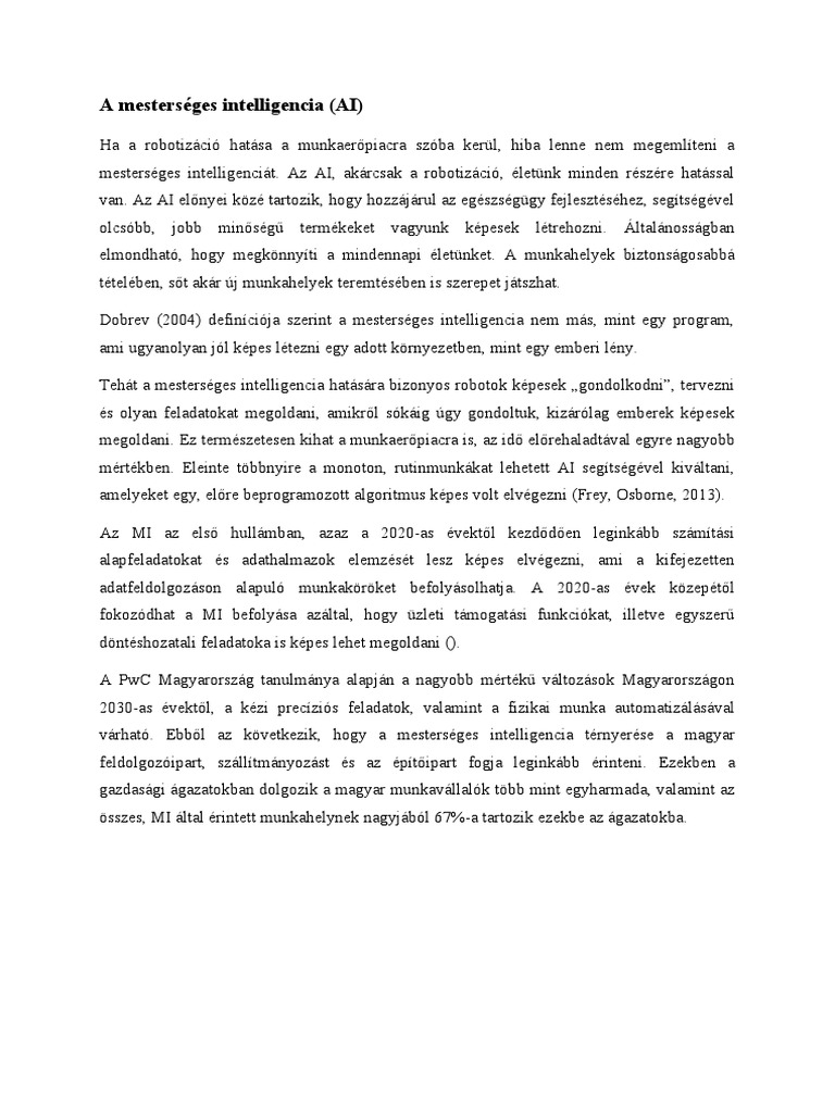 A Mesterséges Intelligencia | PDF