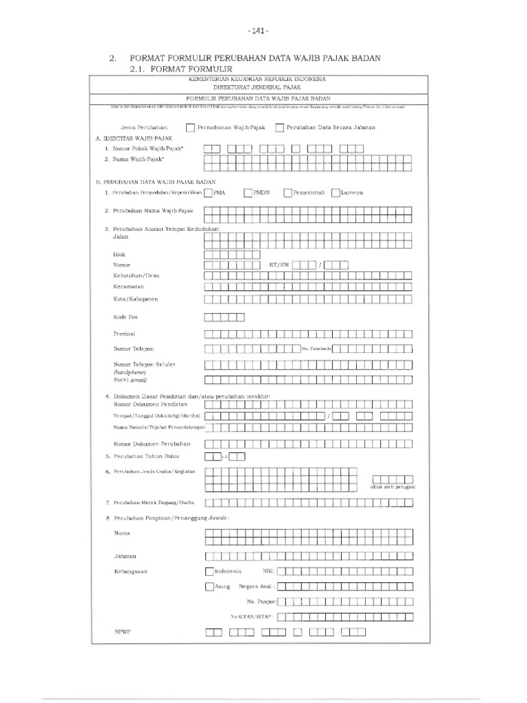 Form Perubahan Data Badan PDF | PDF