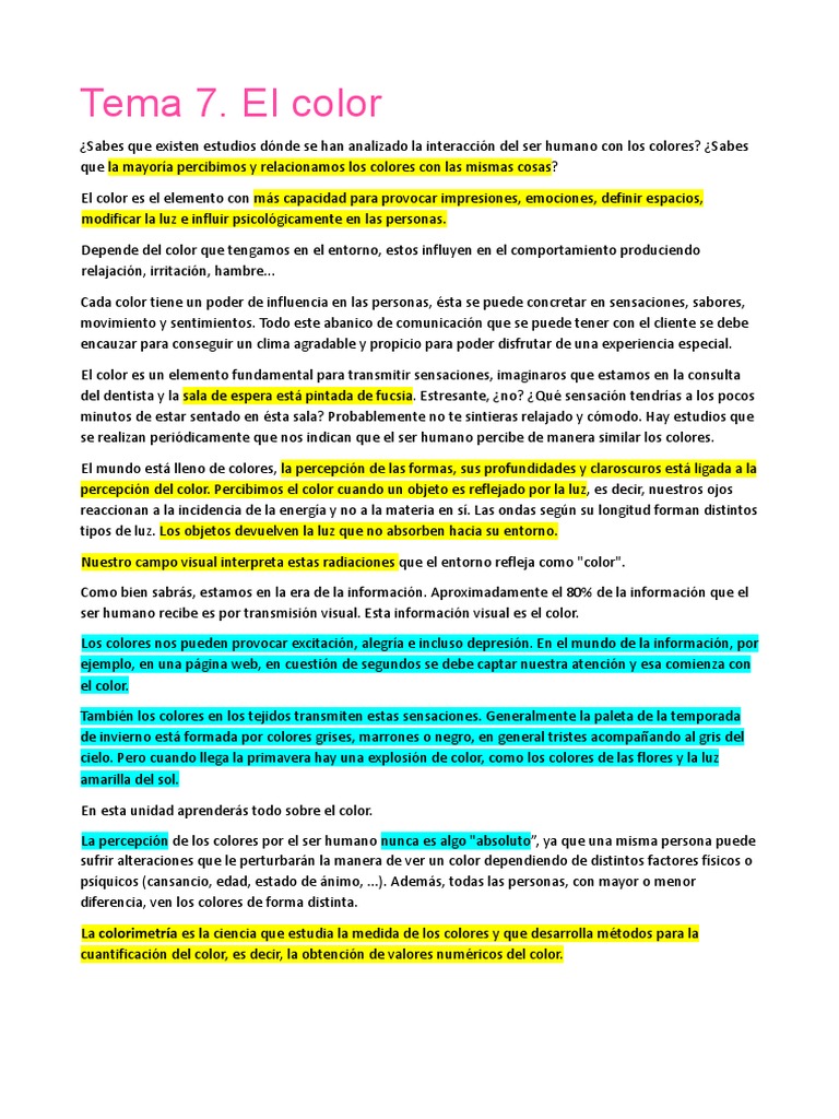 Tema 7 - El Color PDF | PDF