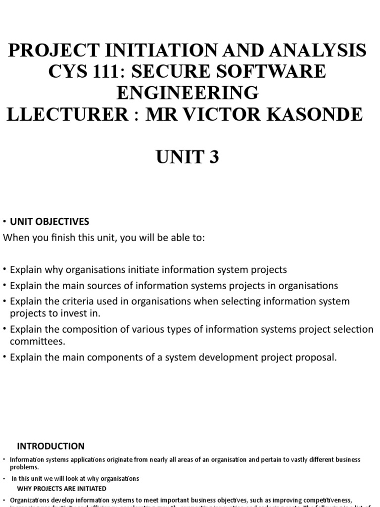 Unit 3-Project Initiation and Analysis | PDF