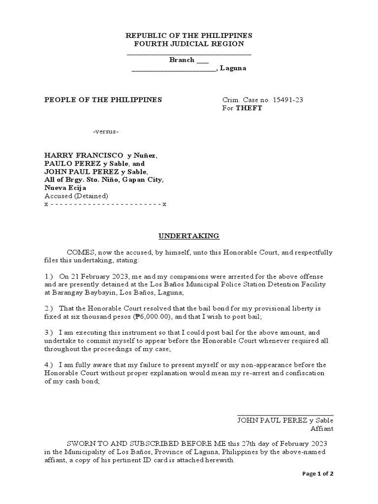Motion To Admit Cash Bond Bail Nunez Feb 2023 | PDF