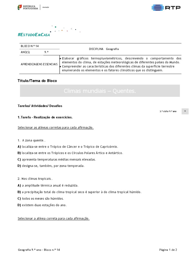 Climas quentes: características e gráficos termopluviométricos | PDF ...