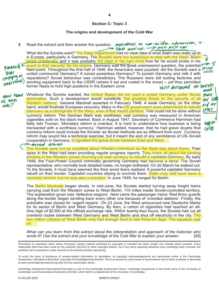 Annotated Paper 3 History 9489 - International Option | PDF | History