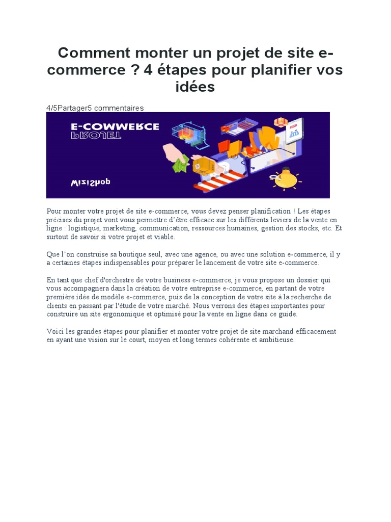 Monter un projet e-commerce en 4 étapes | PDF | Affaires | Finance et ...