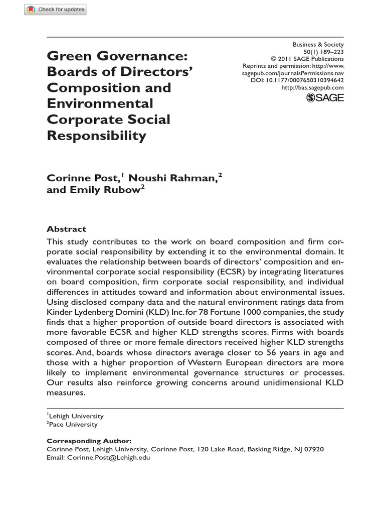 2011 - Post, C., Rahman, N., & Rubow, E. - Green Governance Boards of ...