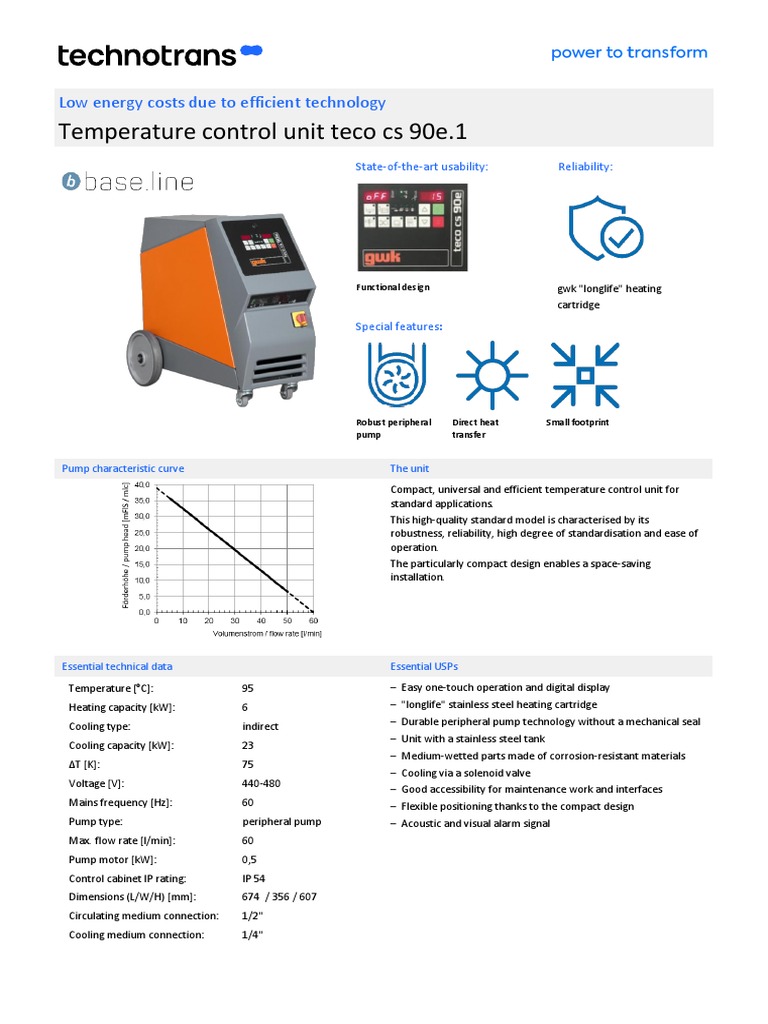 Teco CS 90E Temperature Control Unit | PDF | Pump | Heat