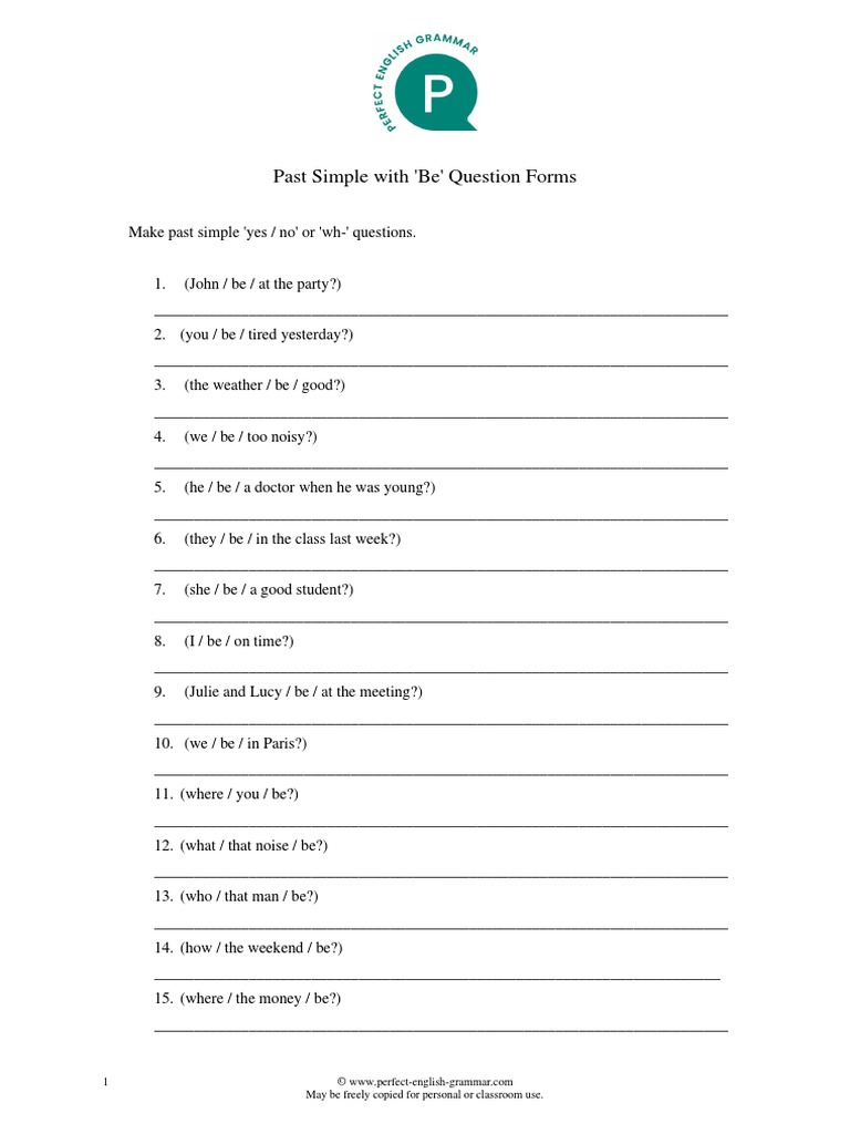 Past Simple Form With Be Questions | PDF