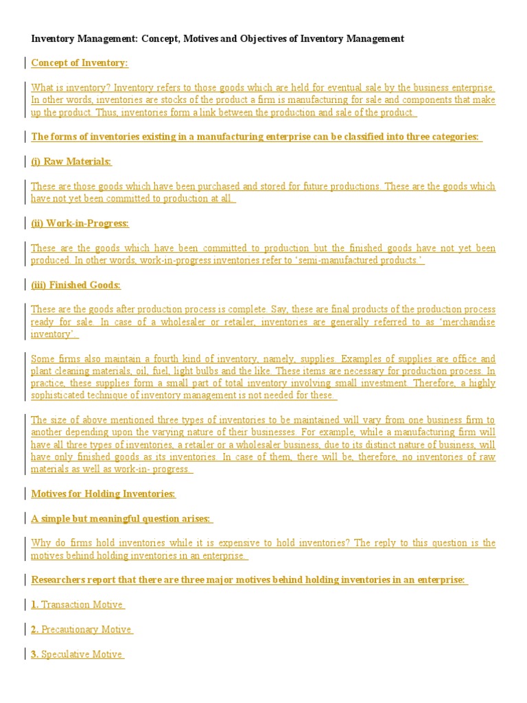 Managing Inventory Effectively: Understanding Concepts, Objectives and Methods of Inventory ...