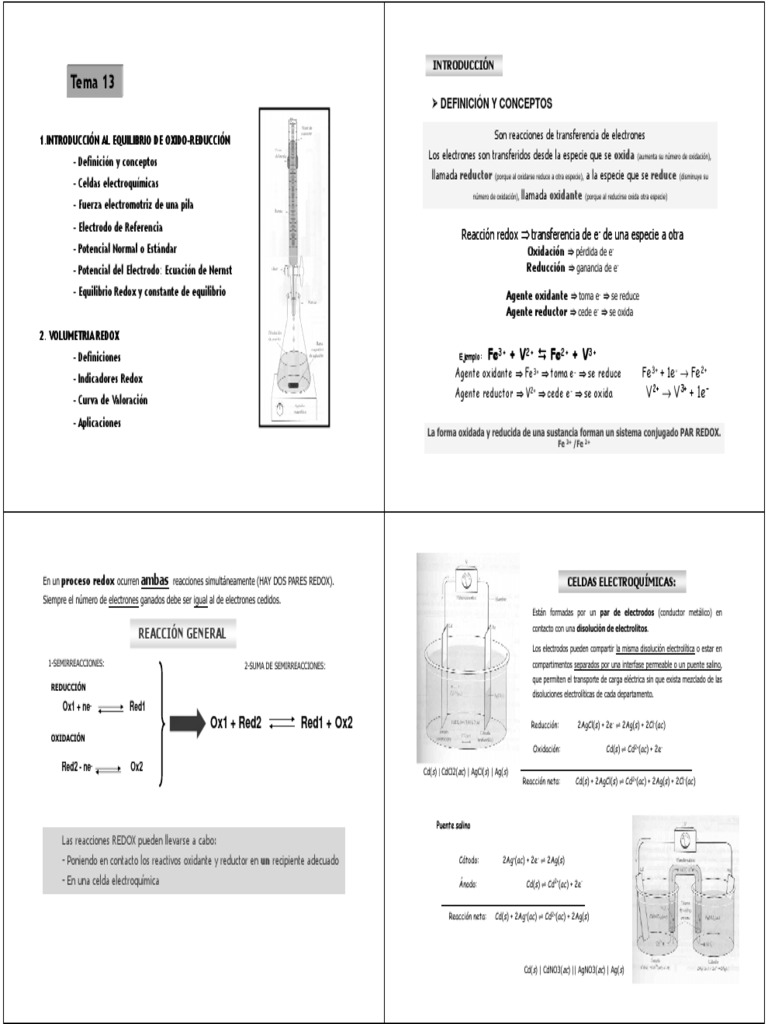 TEMA 13 - Equilibrios y Volumetrias Redox - Moles (Imprimir) | PDF | Redox | Electrodo