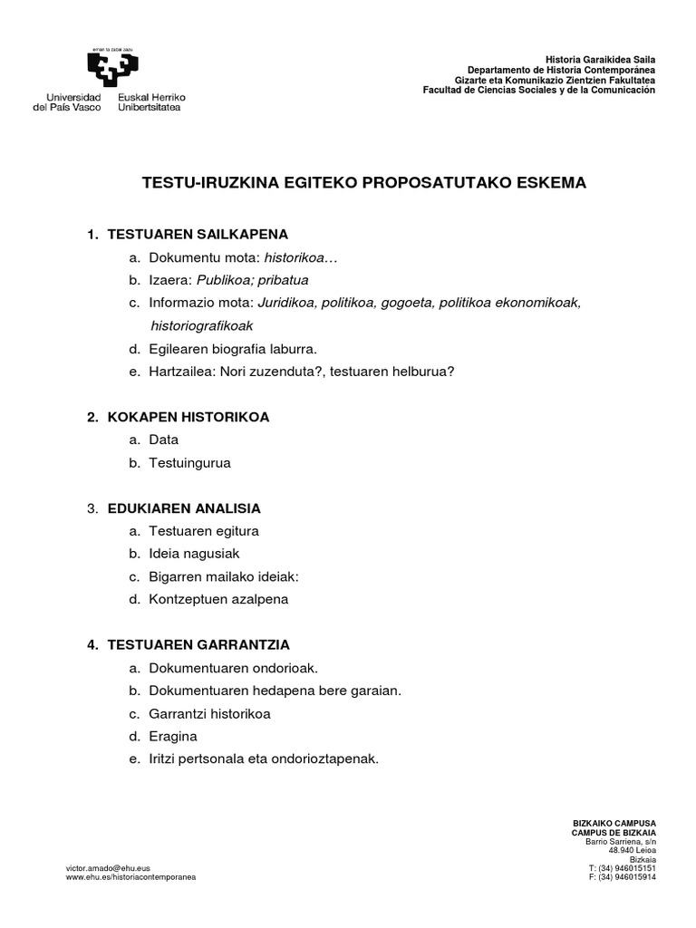 Testu Iruzkina Egiteko Proposatutako Eskema PDF | PDF