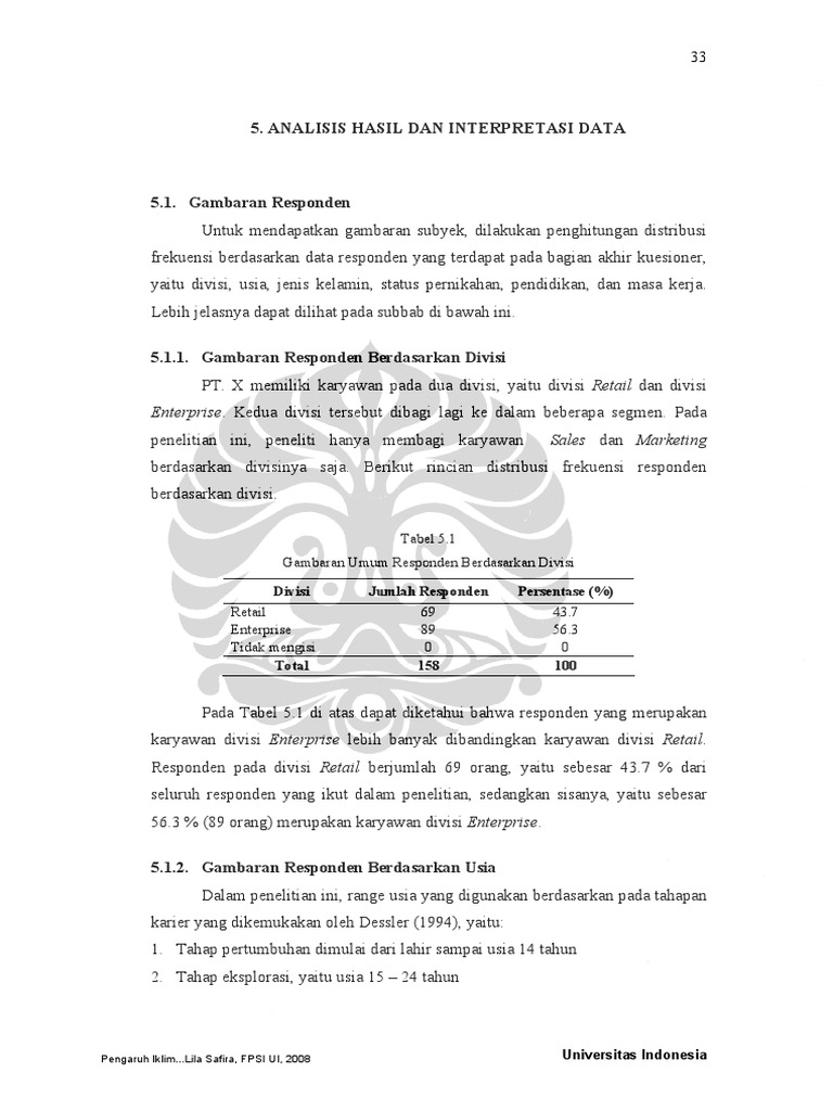 Profil Responden Penelitian Karyawan PT. X | PDF