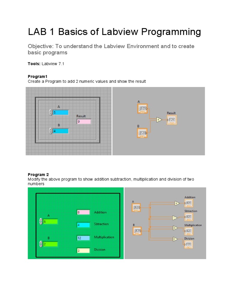 LAB 1 Basics of Labview Programming | PDF LAB 1 Basics of Labview Programming | PDF