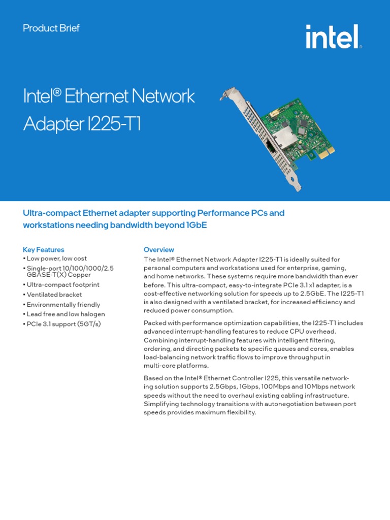 Intel Ethernet Network Adapter I225-T1 | PDF