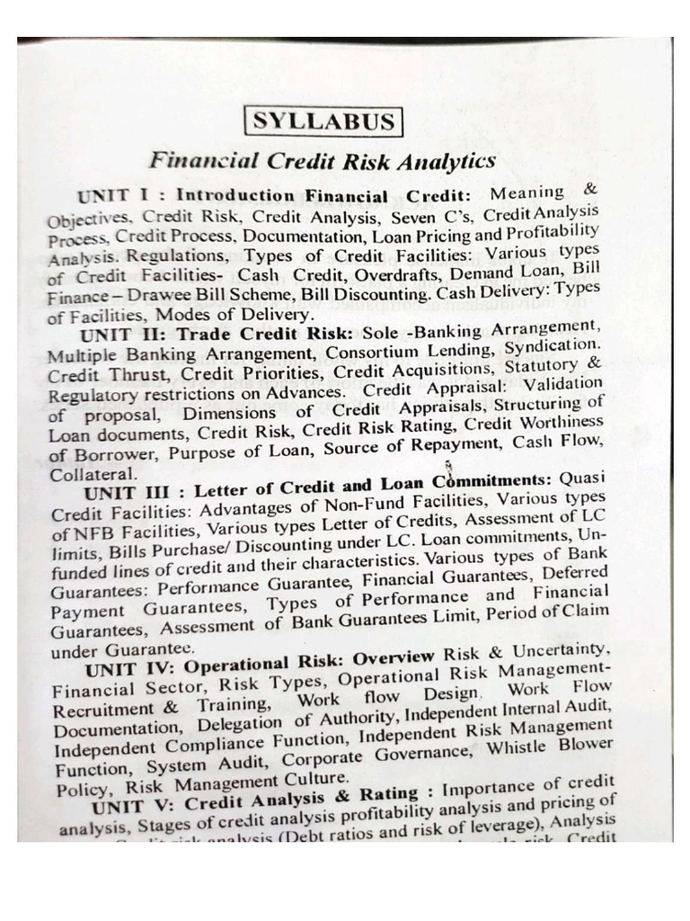 Financial and Credit Risk Analysis Notes - Compressed PDF | PDF