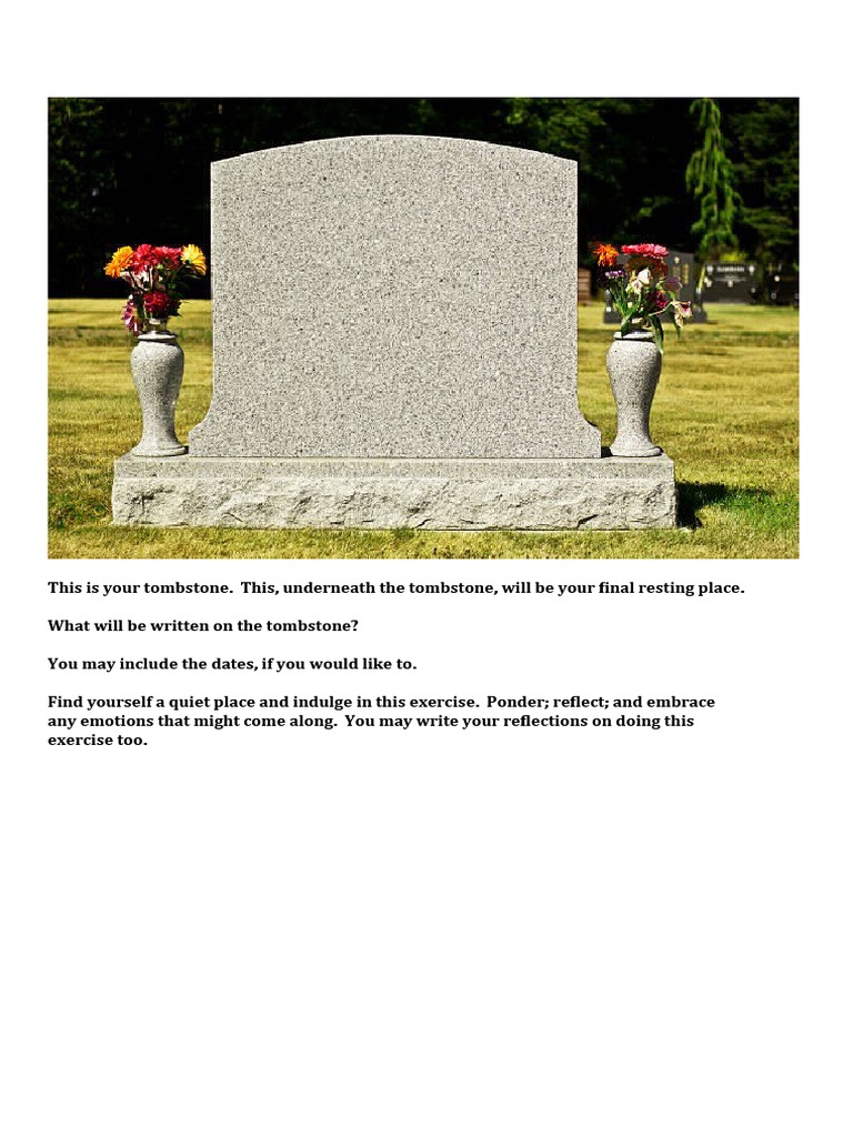 Reflective Tombstone Writing Exercise | PDF | Language Arts ...