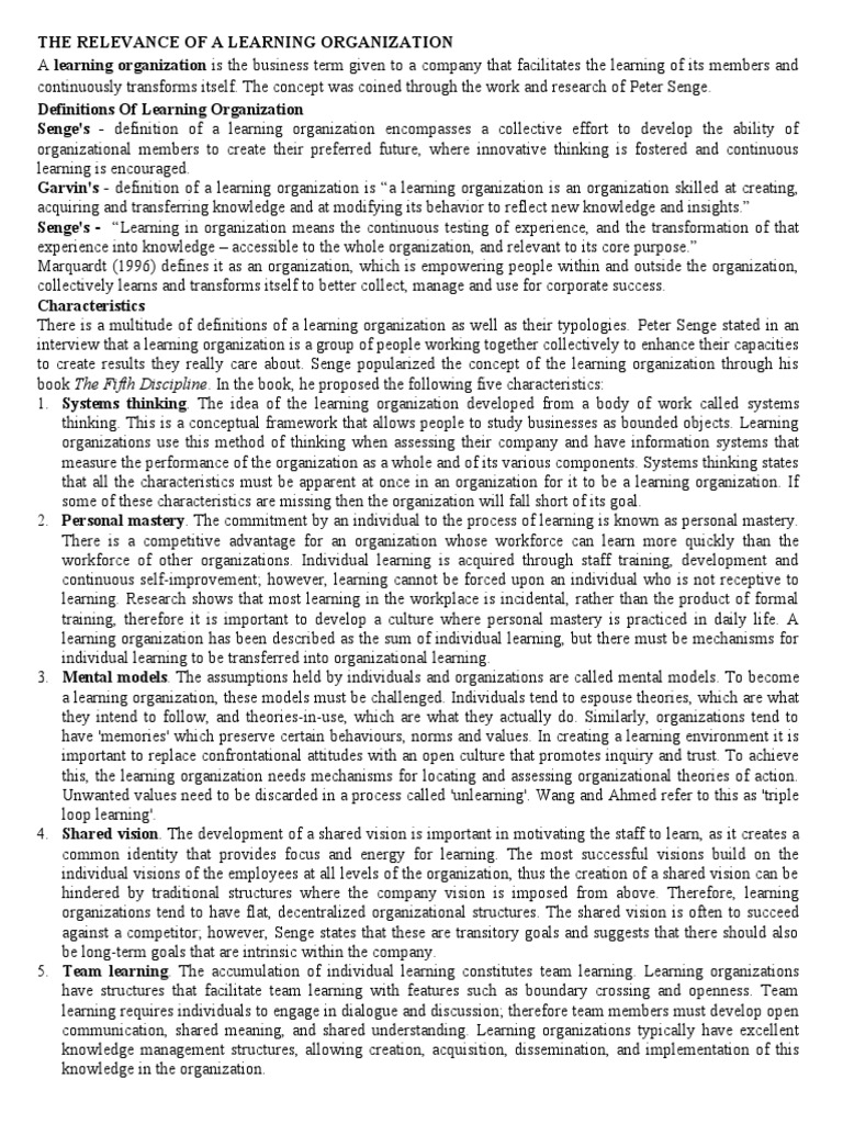 The Learning Organisation | PDF | Career & Growth | Computers