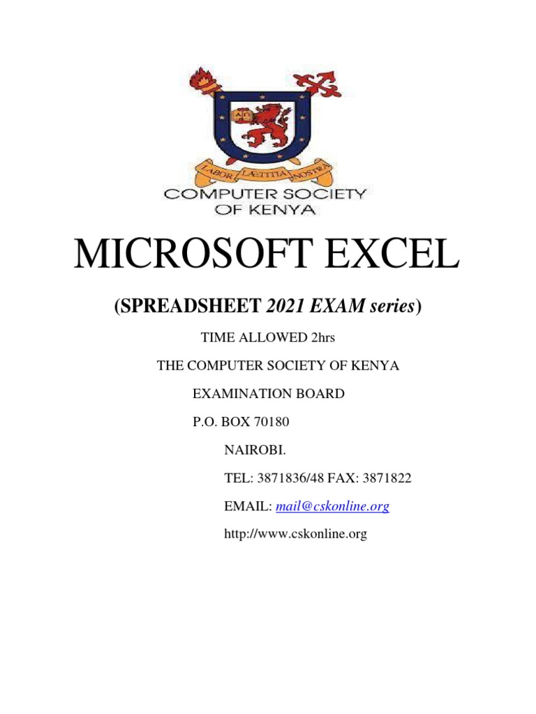 MS Excel January Exam 2022 PDF | PDF