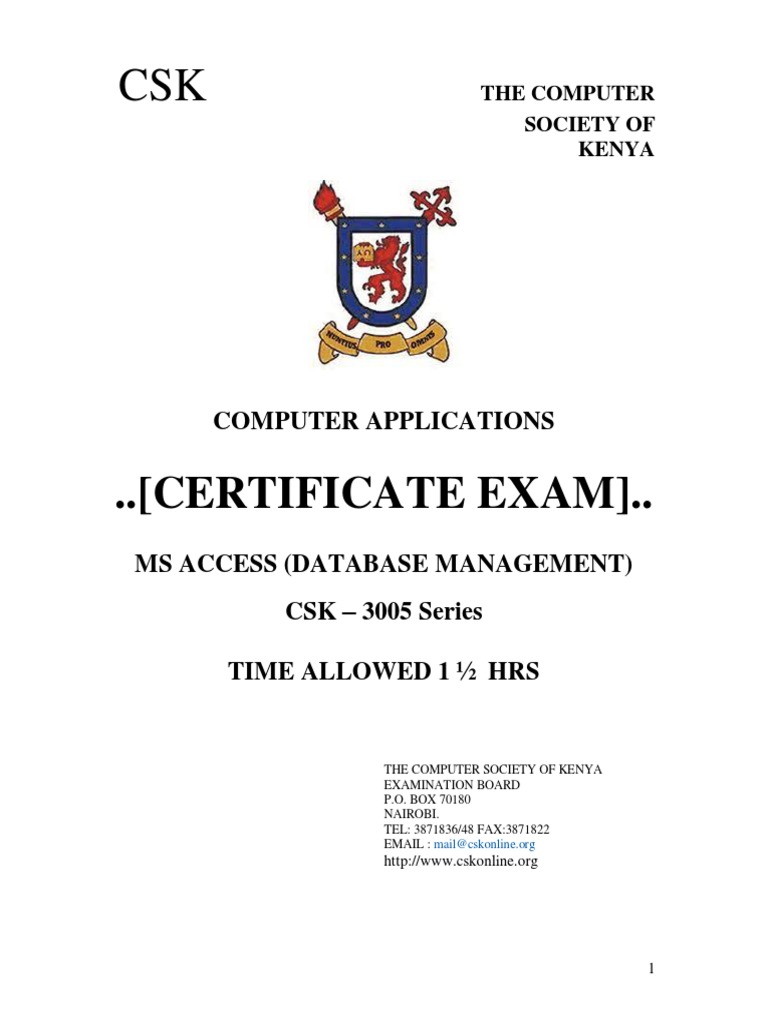 MS Access January Exam 2022 PDF | PDF | Computing | Data Management