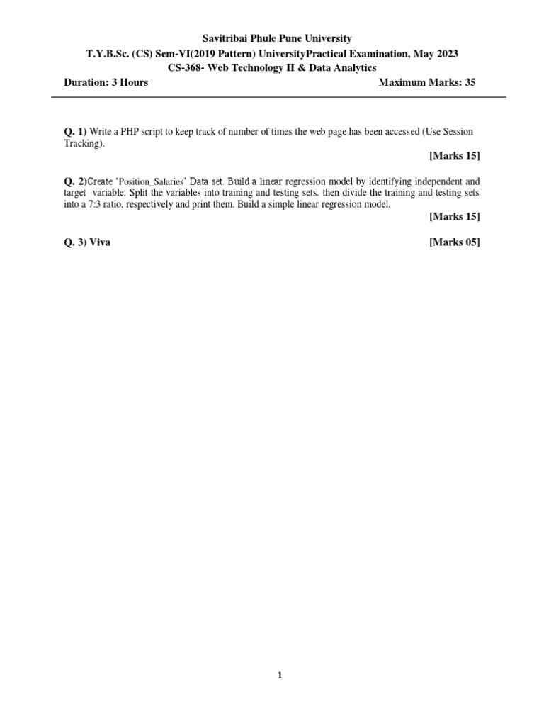 TYBSc (CS) WT & DS Practical Slips | PDF | Regression Analysis | World ... TYBSc (CS) WT & DS Practical Slips | PDF | Regression Analysis | World ...