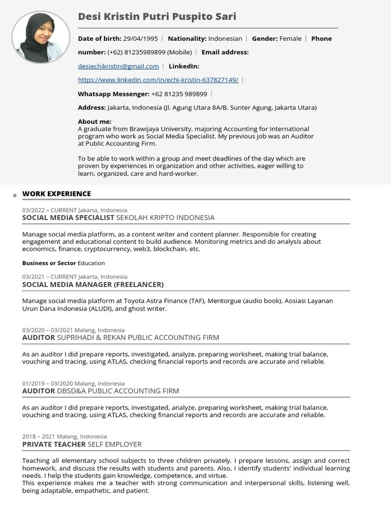 Desi Kristin Putri Puspito Sari PDF | PDF | Career & Growth