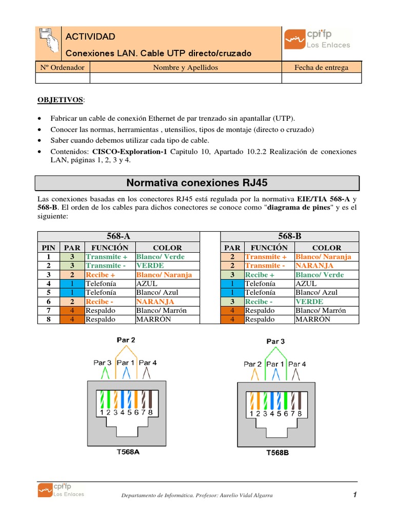 Conexión de Cable UTP y RJ45 | PDF | Conmutador de red | Ciencias de la ...