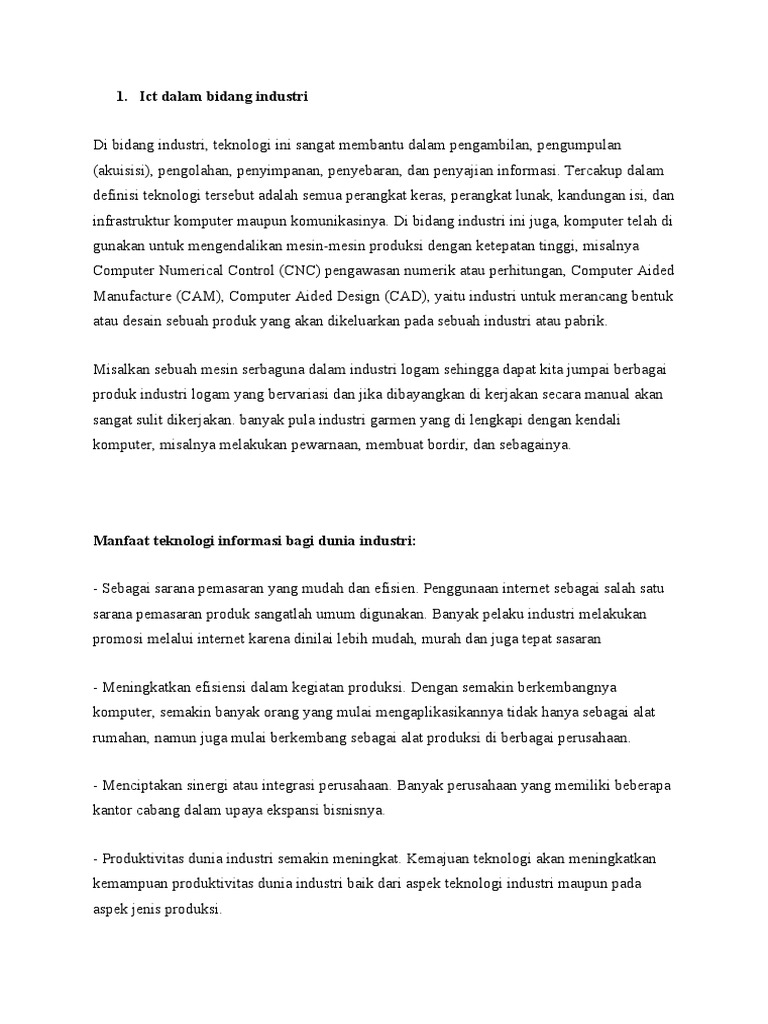 Ict Dalam Bidang Industri | PDF