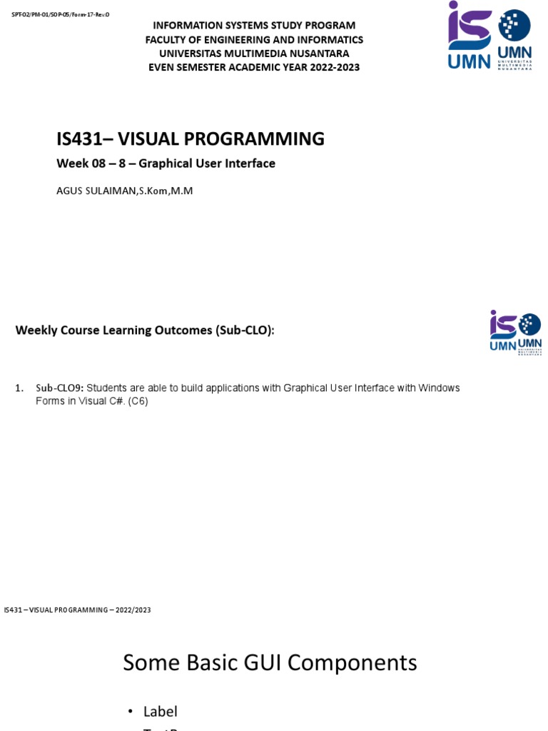 8 - Graphical User Interface (C#) - R | PDF