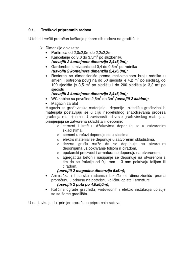 Pripremni Radovi I Sema Organizacije Gradilista | PDF