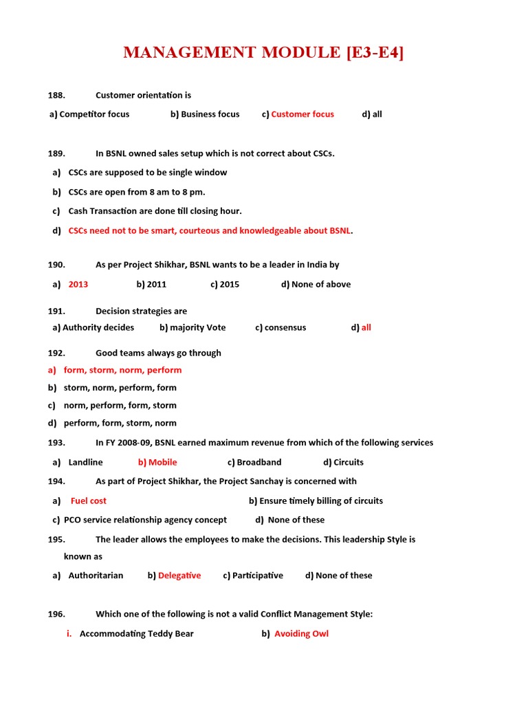 BSNL E3-E4 Management Question Bank | PDF | Depreciation | Norm (Mathematics)