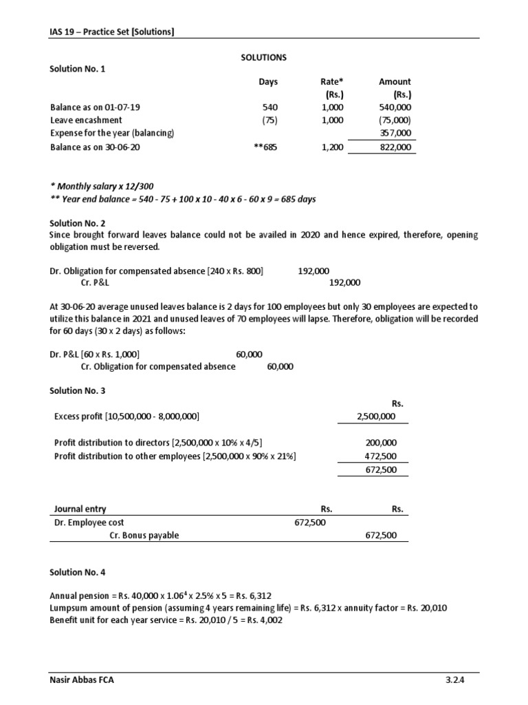 Practice Set (Solutions) - IAS 19 PDF | PDF | Business | Finance & Money Management