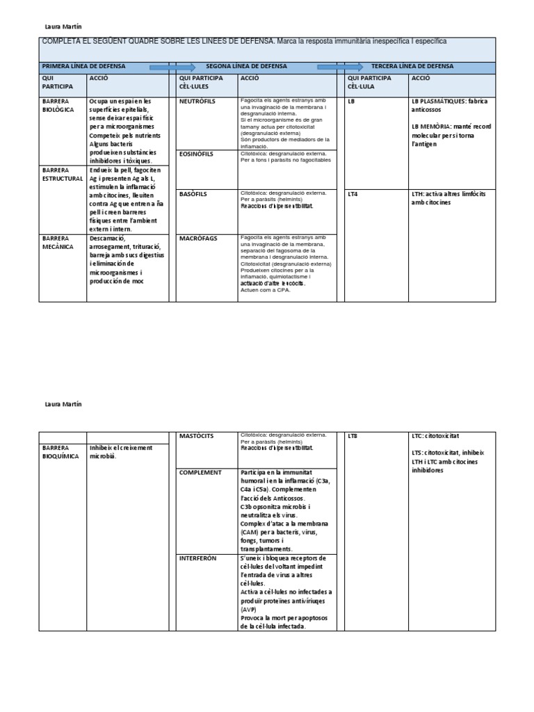 Activitat 3 Resum Resposta Immunitaria PDF | PDF
